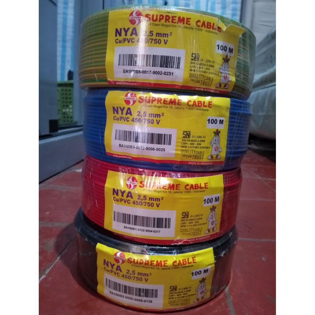 Jual Supreme cable NYA 2.5 mm² 100 meter semua warna | Shopee Indonesia