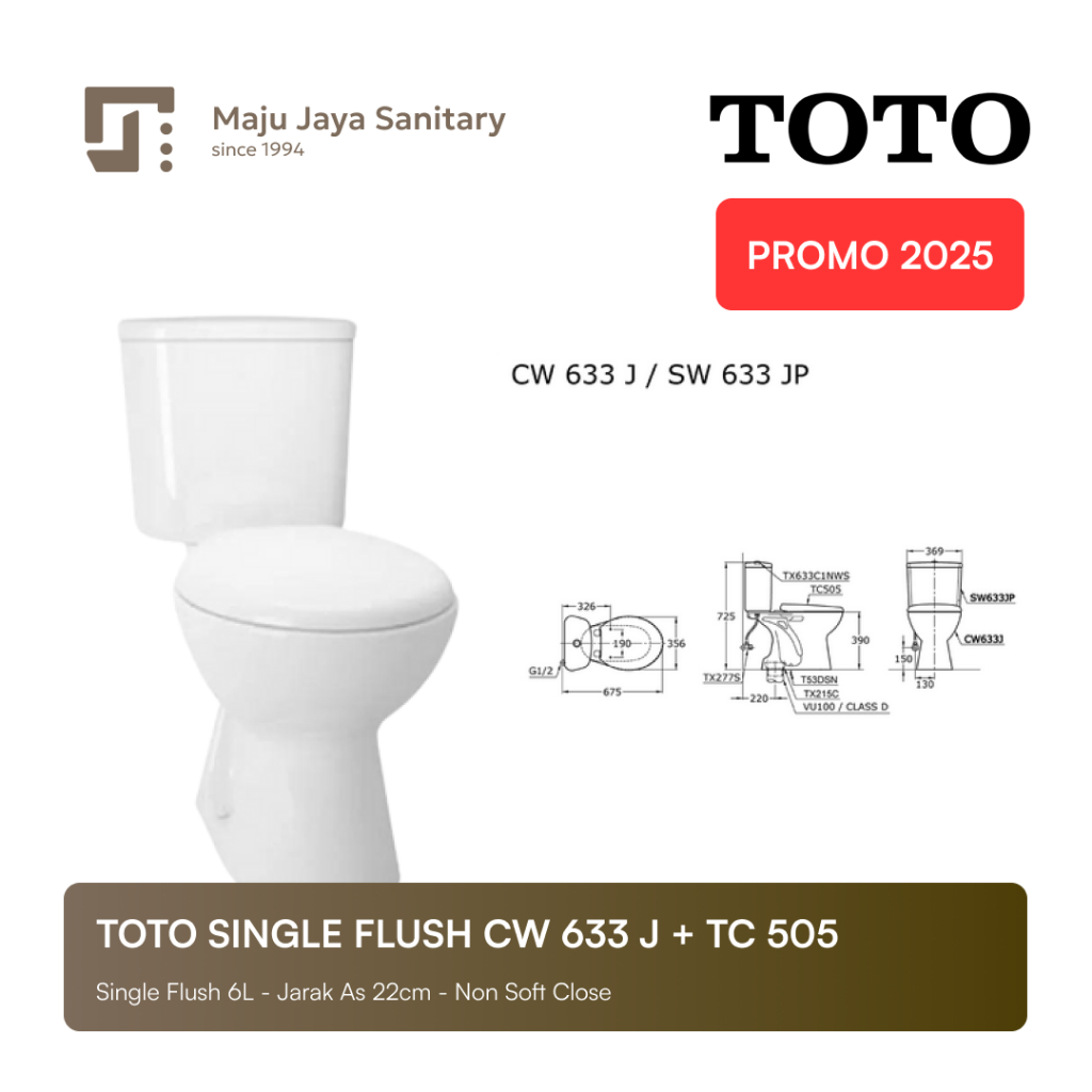 Jual Kloset - Closet Duduk TOTO CW633J Kloset Single Flush Non Soft ...