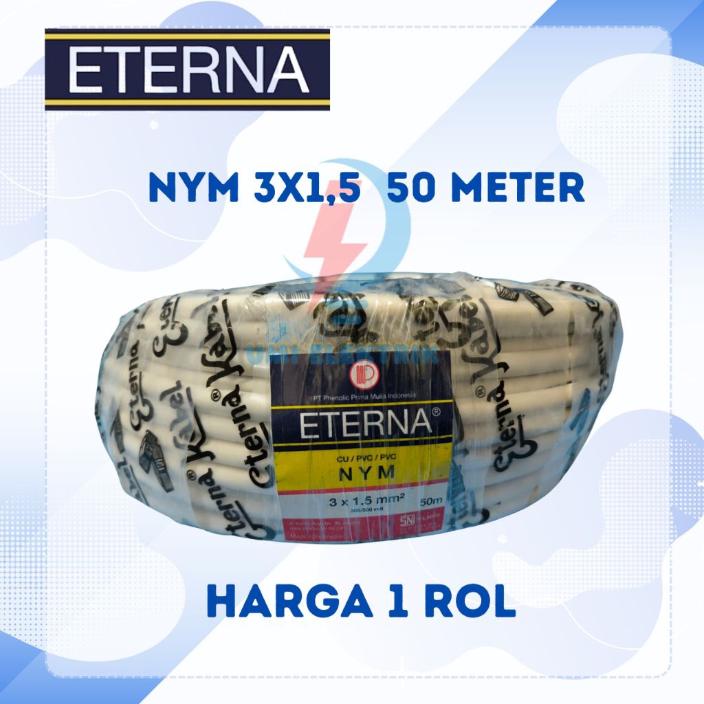 Jual KABEL ETERNA NYM 3x1,5 50 meter SNI LMK | Shopee Indonesia