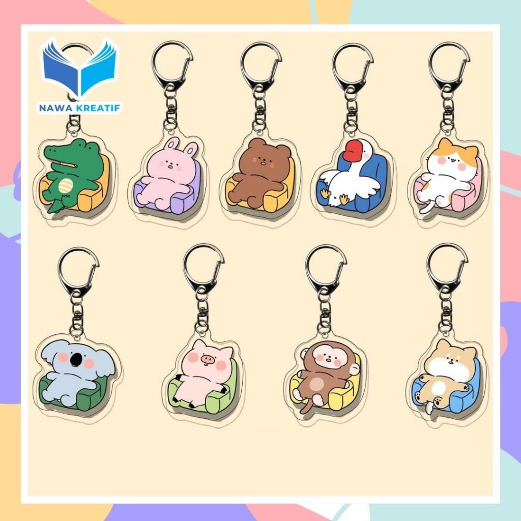 Jual NAWA Keychain Gantungan Kunci Akrilik Series Hewan Nyantai dan ...