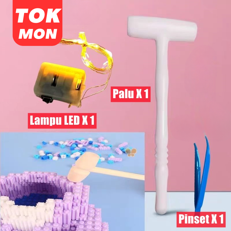 Jual Alat Blok Penyusun 4PCS Palu Blok Bangunan + LED Lampu + Pinset ...