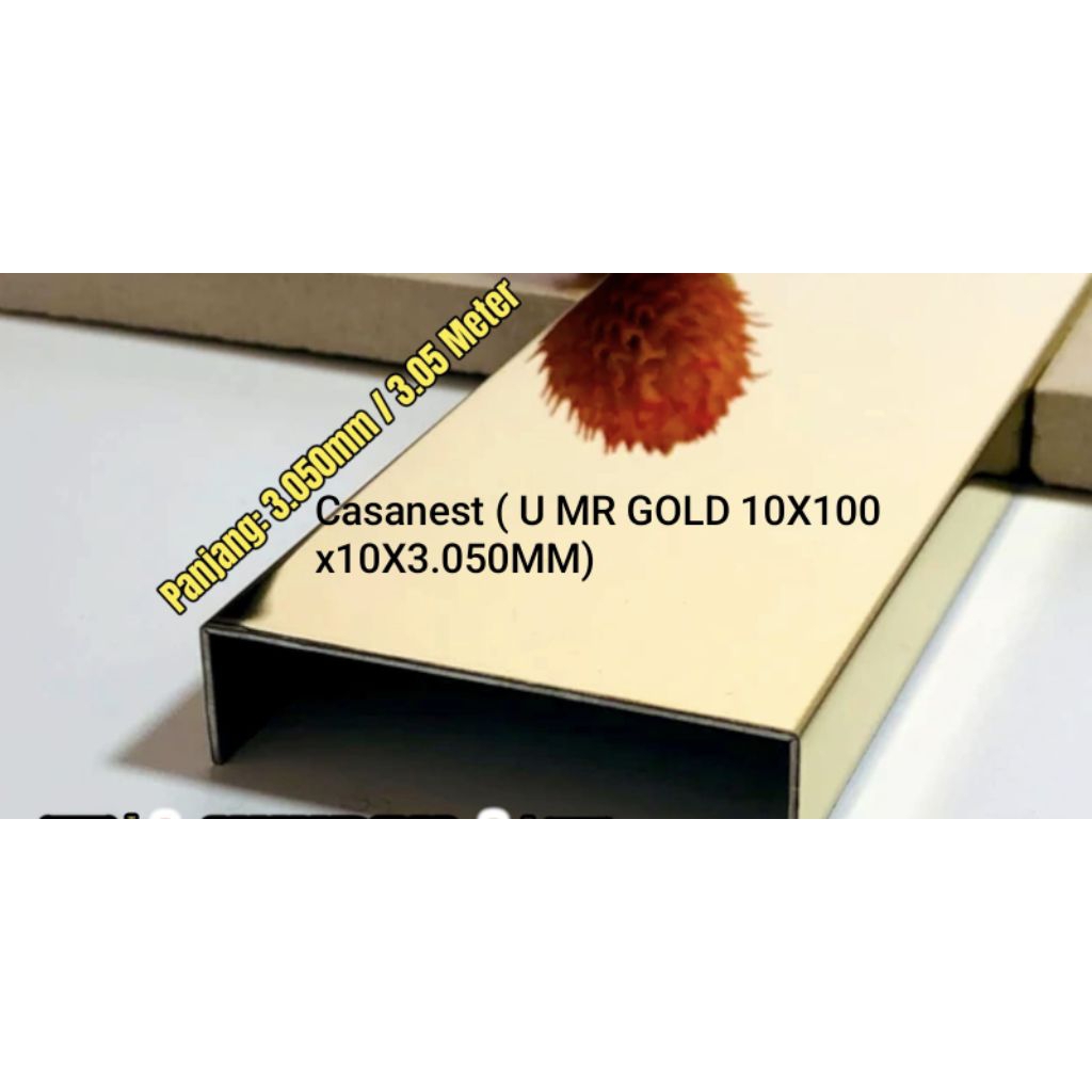 Jual LIST U MIRROR GOLD STAINLESS SUS 201 10X100X10X3.050mm T.0.8mm ...