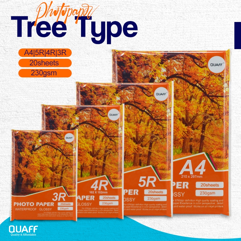 Jual Kertas Foto Glossy A3/A4/5R/4R/3R - QUAFF Waterproof Photo Glossy ...