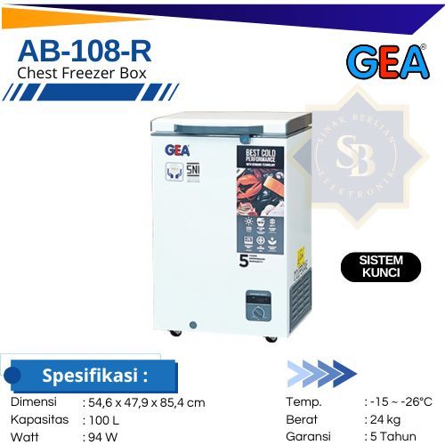 Jual GEA - AB-108-R Chest Freezer Box 1 Pintu Kapasitas 100 Liter | Shopee Indonesia
