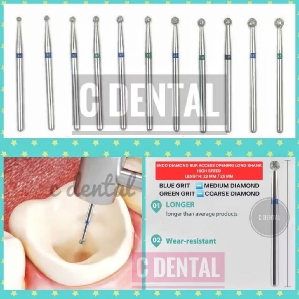 Jual Dental Endo Access Opening Orifice Bur Diamond Long Shank Round Shape High Speed | Shopee ...