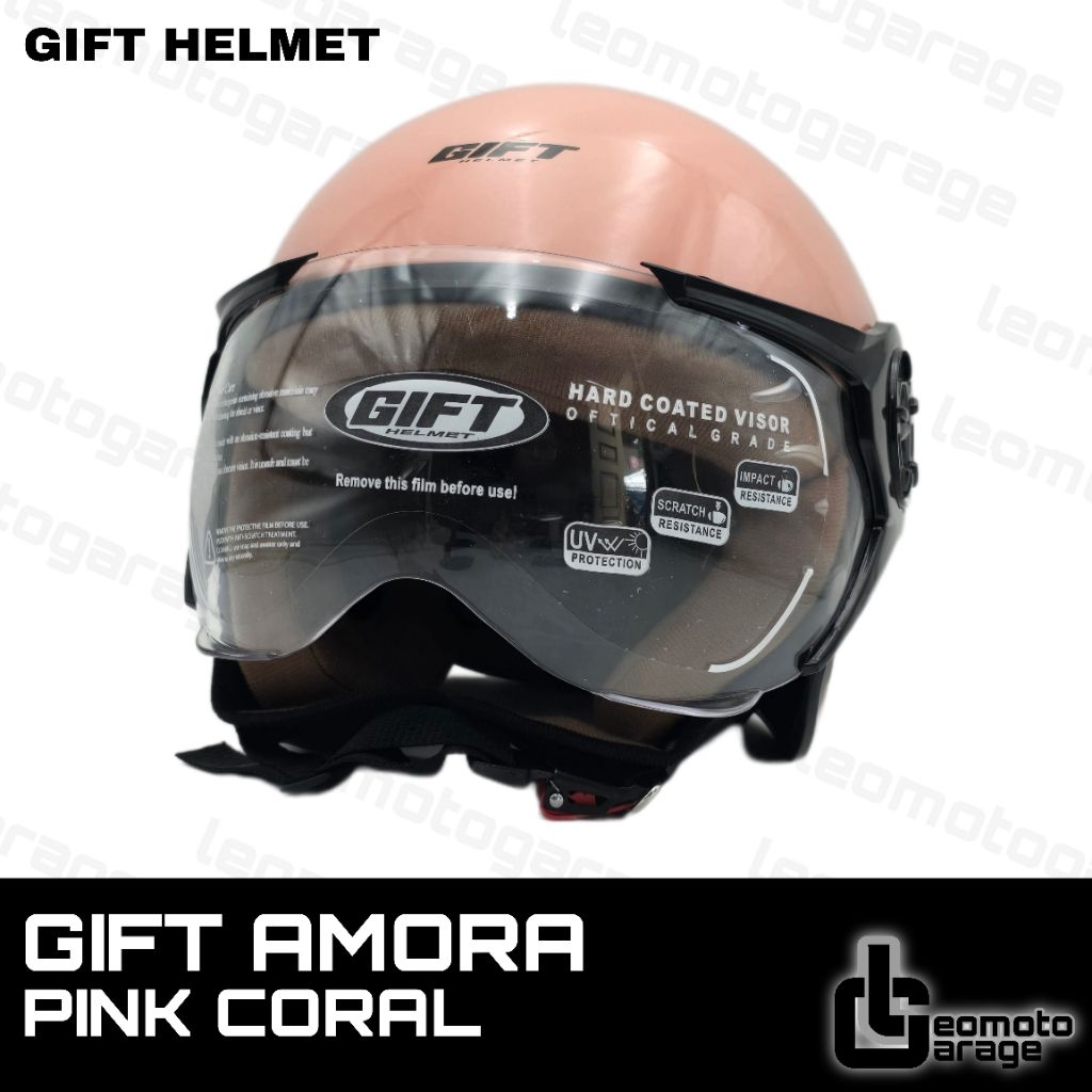 Jual HELM GIFT AMORA HELM PILOT PINK CORAL | Shopee Indonesia