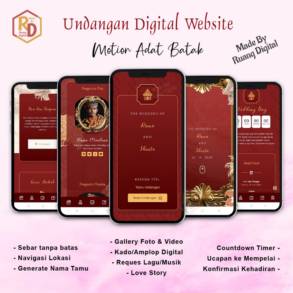 Jual Undangan Pernikahan Digital Website Tema Motion Adat Batak ...