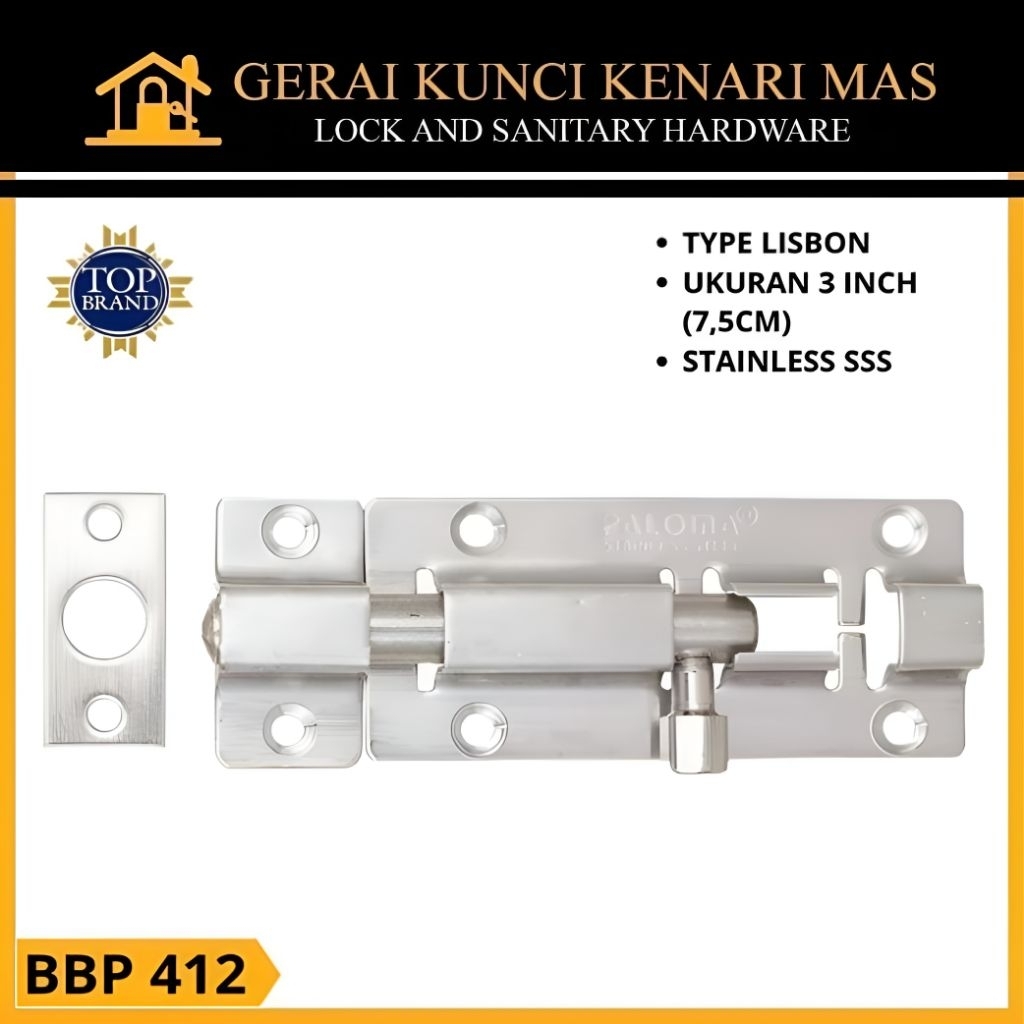Jual PALOMA BBP 412 Grendel Slot Kunci Pintu Barrel Bolt Stainless ...