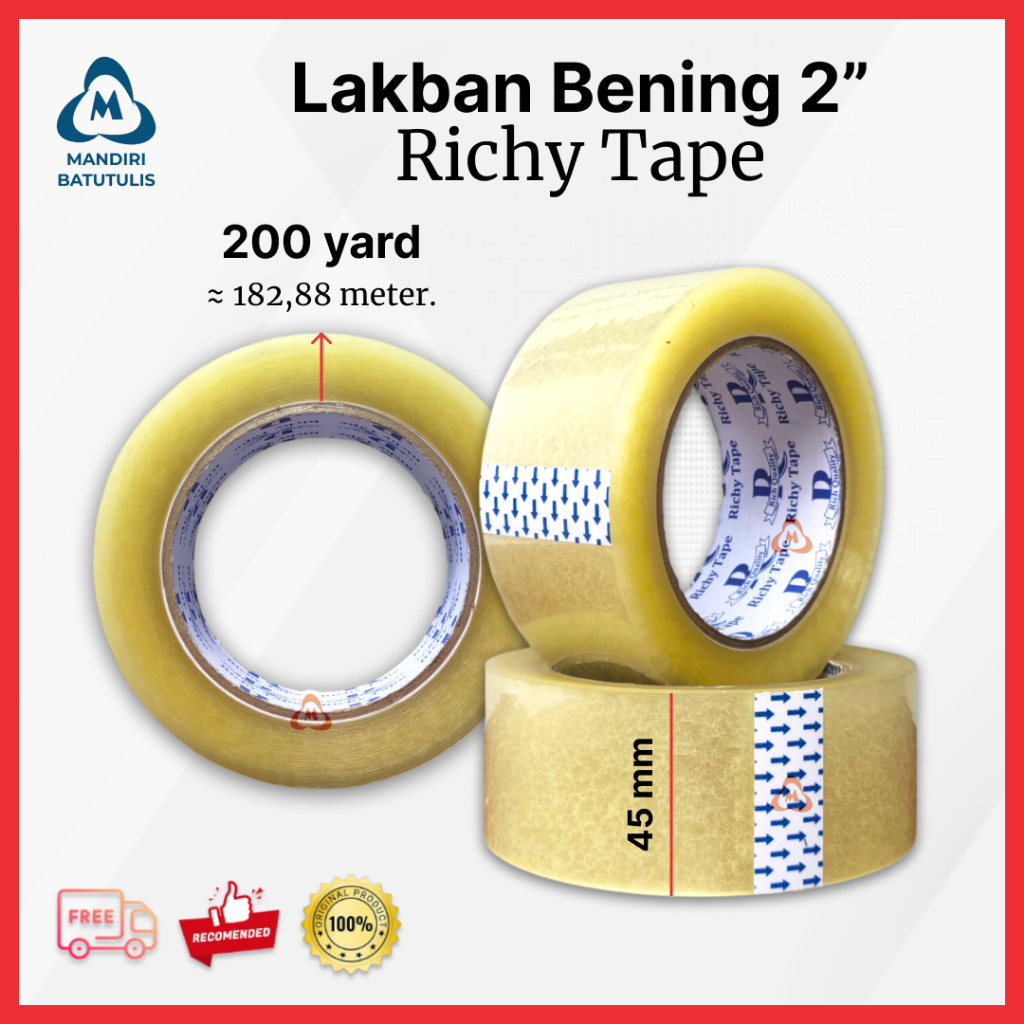 Jual Lakban Bening 2" Ricky Tape 200 yard - Lakban Clear - Solasiban ...