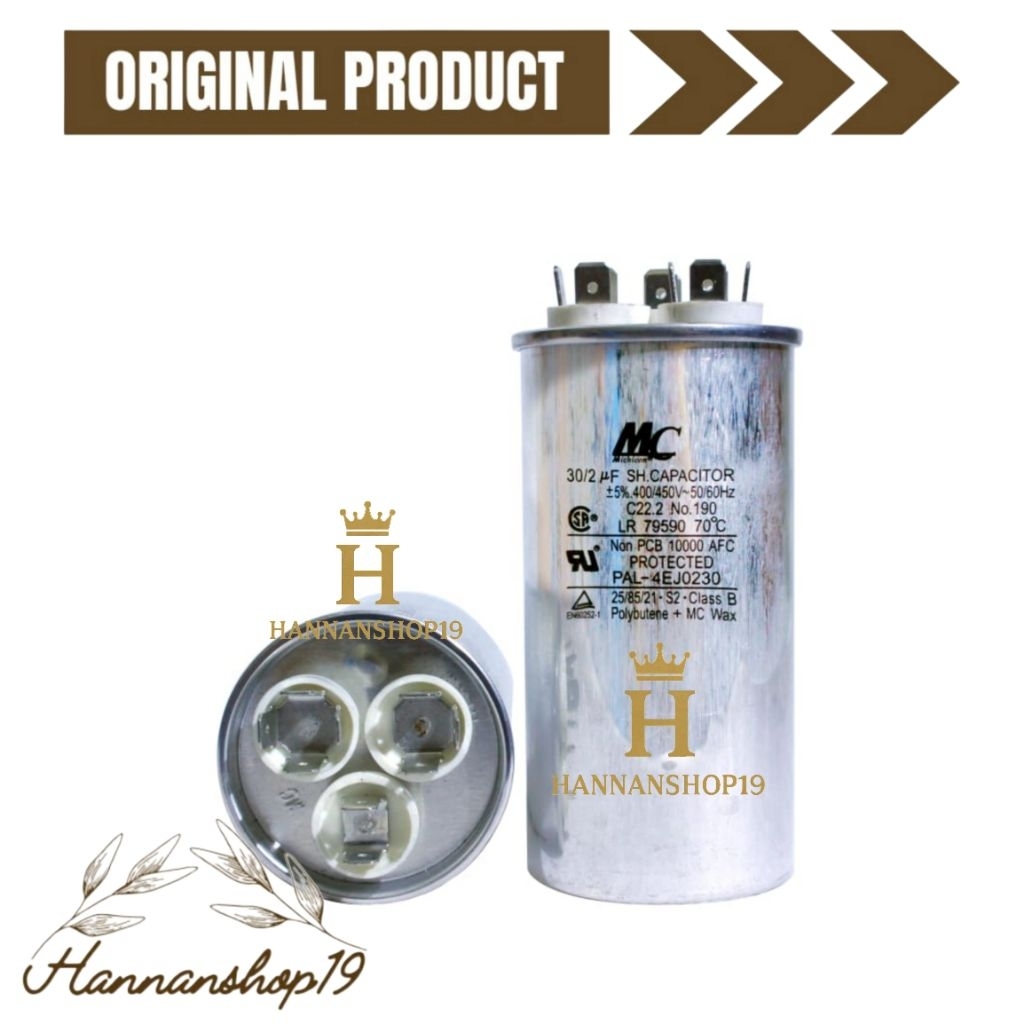Jual Kapasitor AC double 1pk 2+30uf kaki 3 / Capasitor AC 1pk 30+2uf 3 kaki / Capasitor AC 1pk ...