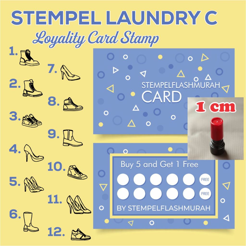 Jual stempel promo laundry C loyalty card sepatu pakaian tas tinta ...