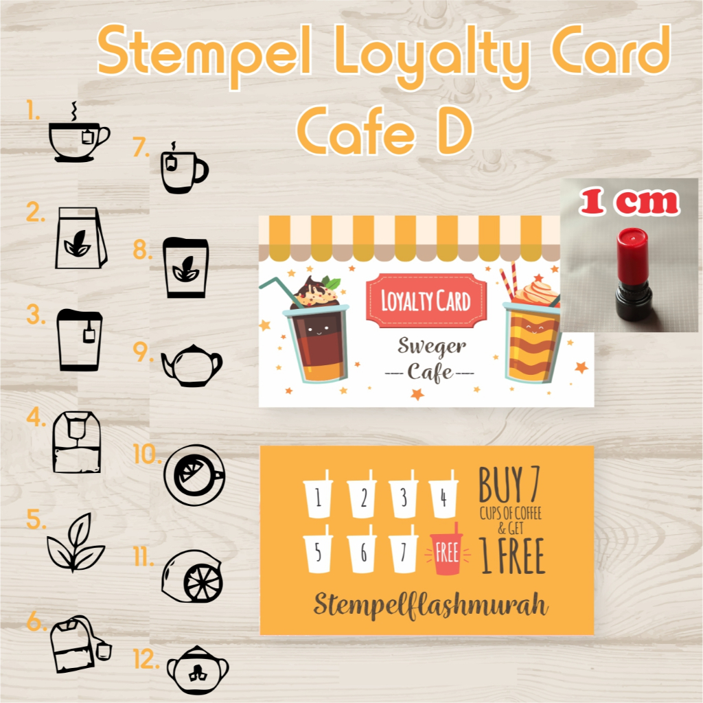 Jual stempel promo cafe D loyalty card es teh tea jumbo bar tinta ...
