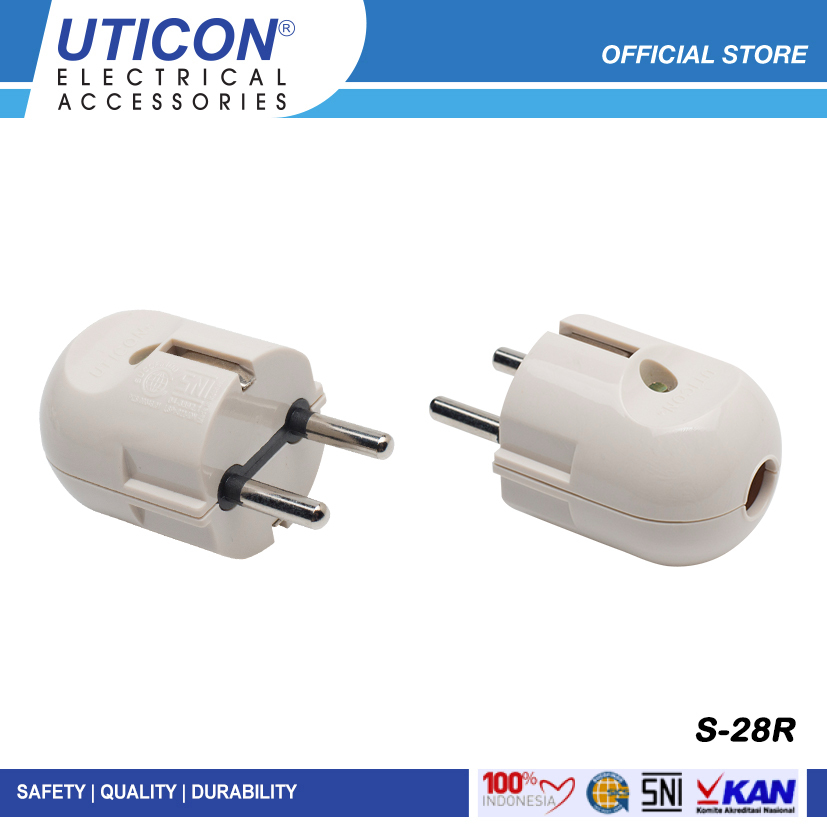 Jual UTICON Steker arde bulat S-28R / segi S28 colokan listrik | Shopee ...
