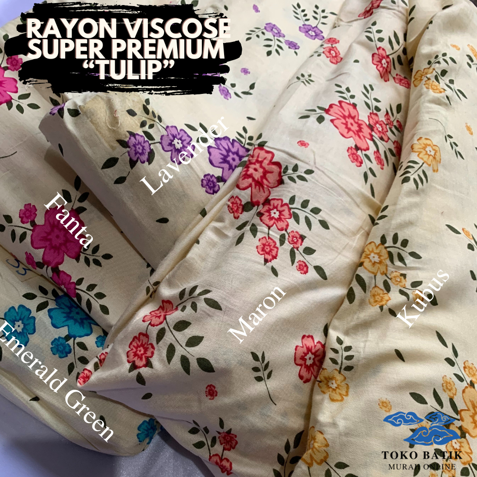 Jual Kain Katun Korea Rayon Silky Viscose Printing Motif "TULIP" 2024 ...