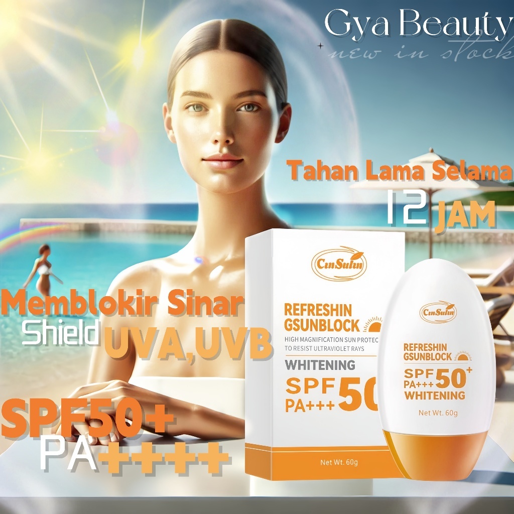 Jual Sunblock 60g SPF 50+ PA++++, Tahan Air, Perlindungan UV Tinggi ...