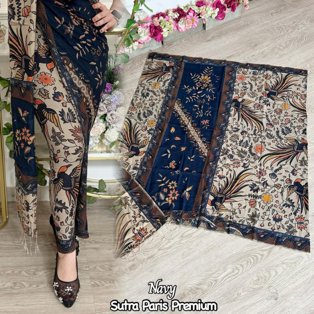 Jual KAMEN SET SELENDANG PARIS ATBM PREMIUM MOTIF BATIK MERAK / SETELAN ...
