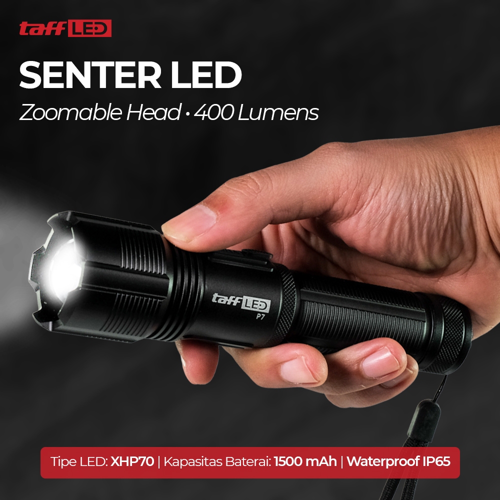 Jual PROMO TAFFLED SENTER LED TACTICAL FLASHLIGHT ZOOMABLE HEAD XHP70 ...
