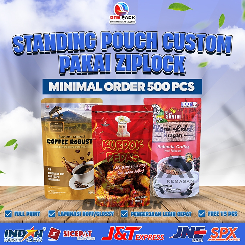 Jual 500 PCS - STANDING POUCH CUSTOM PAKAI ZIPLOCK KEMASAN MAKANAN ...