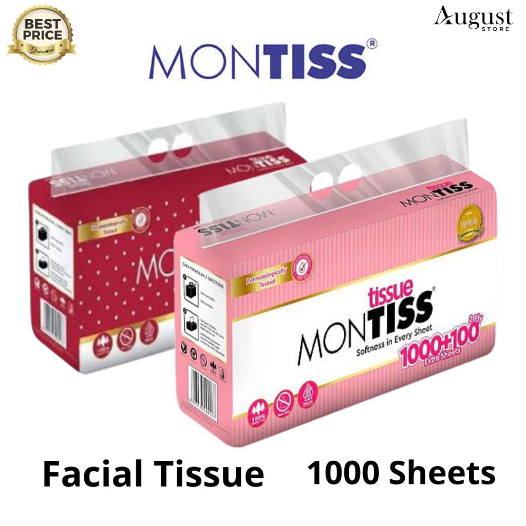 Jual Tisu Tissue Montiss Isi 1000 Sheets / 2 Ply / Tissue Wajah ...