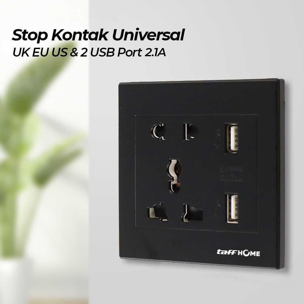 Jual Stop Kontak Dinding Elegan Universal Socket dengan 2 USB Port Dan ...