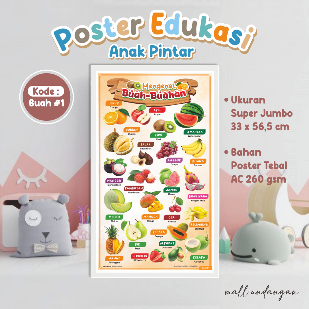 Jual POSTER BELAJAR ANAK PINTAR BEWARNA - POSTER EDUKASI DINDING TEMA ...