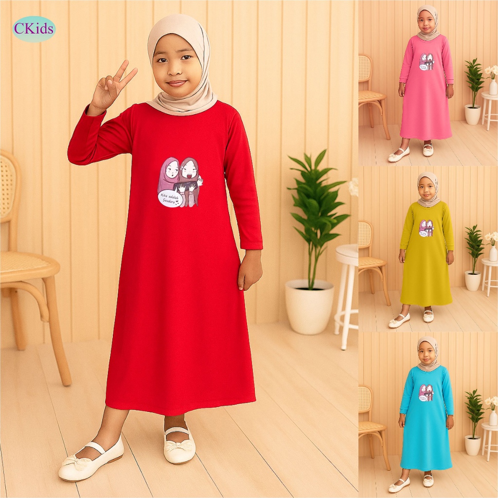 Jual CKids Gamis Anak Perempuan Muslimah DTF Kita Saudara | Shopee ...