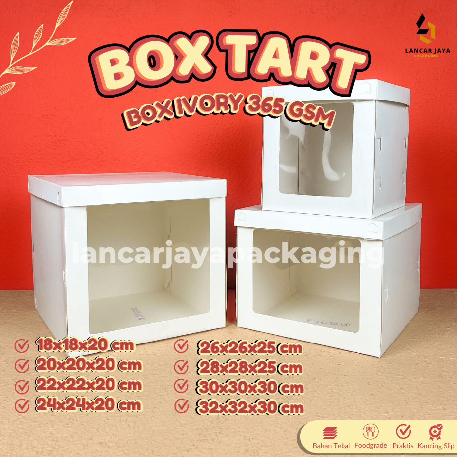 Jual Box Kue Tart Tinggi Putih Duplex Coated Dus Roti Cake Hampers 18 ...