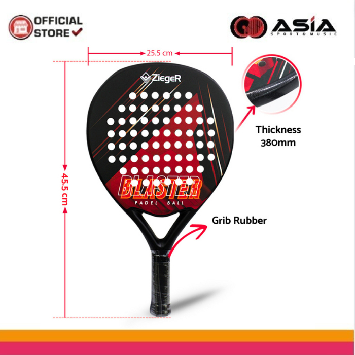 Jual Racket Padel Zieger Fiber Blaster | Raket Padel Fiber Bonus Tas ...