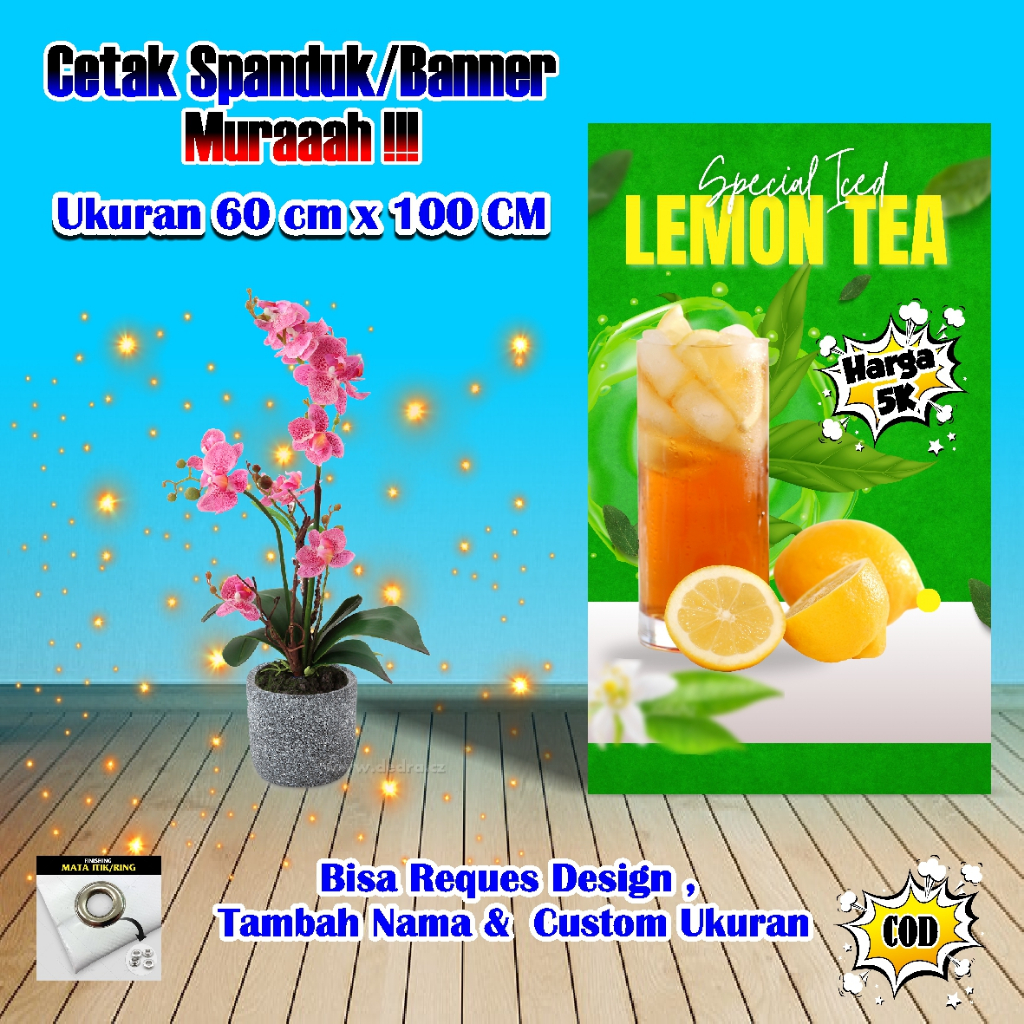 Jual Spanduk Banner Lemon Tea Ukuran 60 cm x 100 cm | Shopee Indonesia