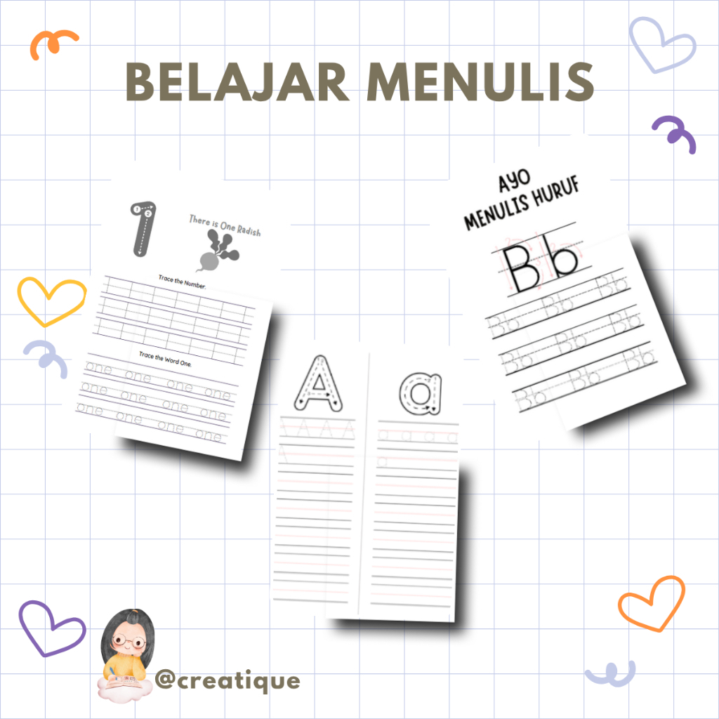 Jual [WORKSHEET] Lembar Kerja Anak Belajar Menulis Huruf & Angka Untuk ...