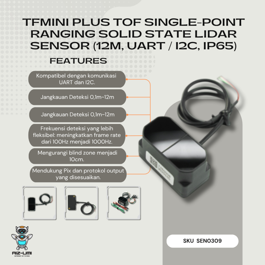 Jual TFmini Plus ToF Single-Point Ranging Solid State LiDAR Sensor ...