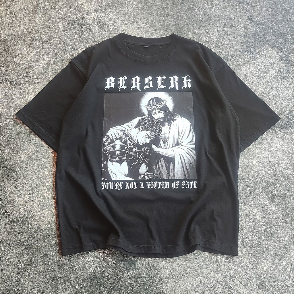 Jual Kaos Anime Berserk - You're Not A Victim Of Fate - Guts & Jesus ...