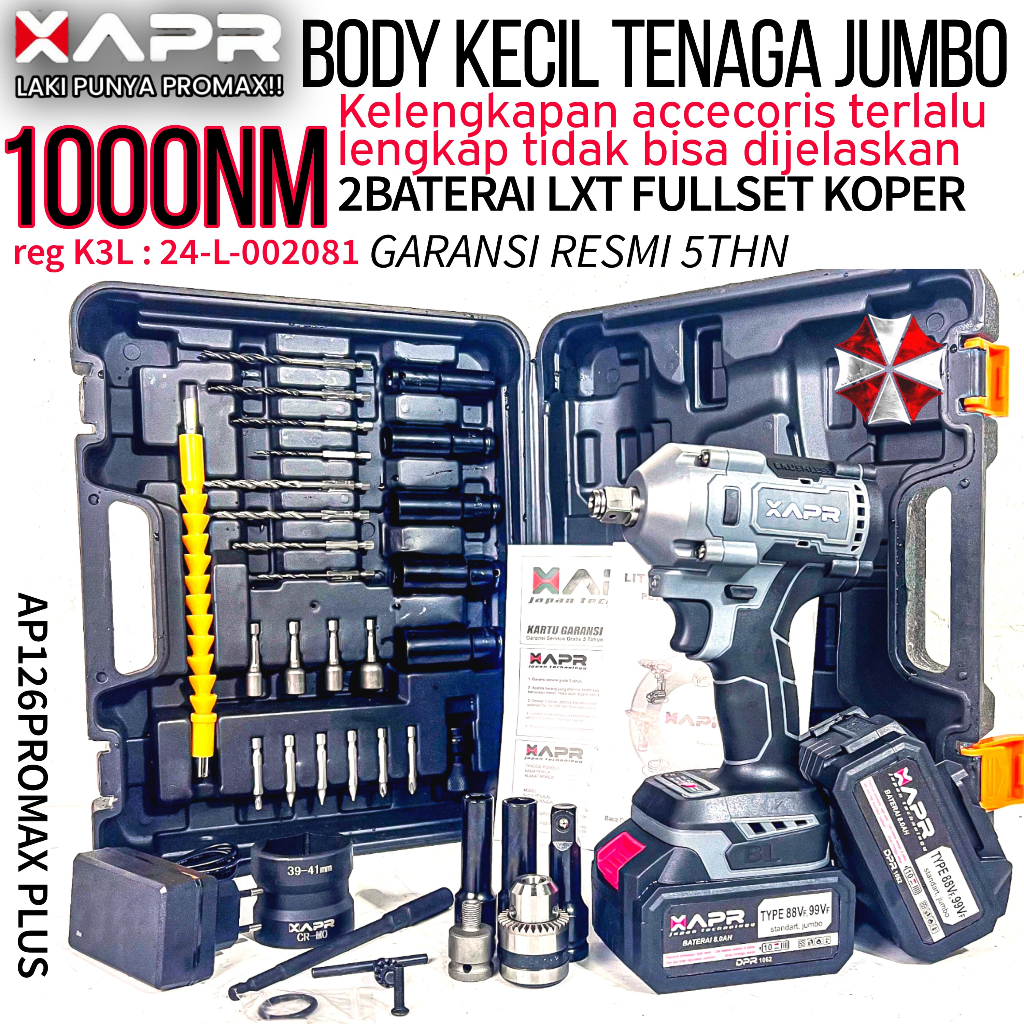 Jual PEMBUKA BAUT 1000NM APR AP126PROMAX+ IMPACT WRENCH ALAT TEKNIK ...