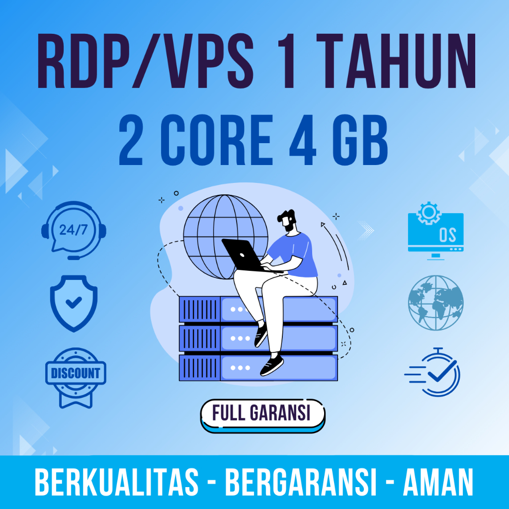 Jual RDP / VPS 2 CORE 4 GB RAM FULL AKSES AKTIF 1 TAHUN BERGARANSI | Shopee Indonesia