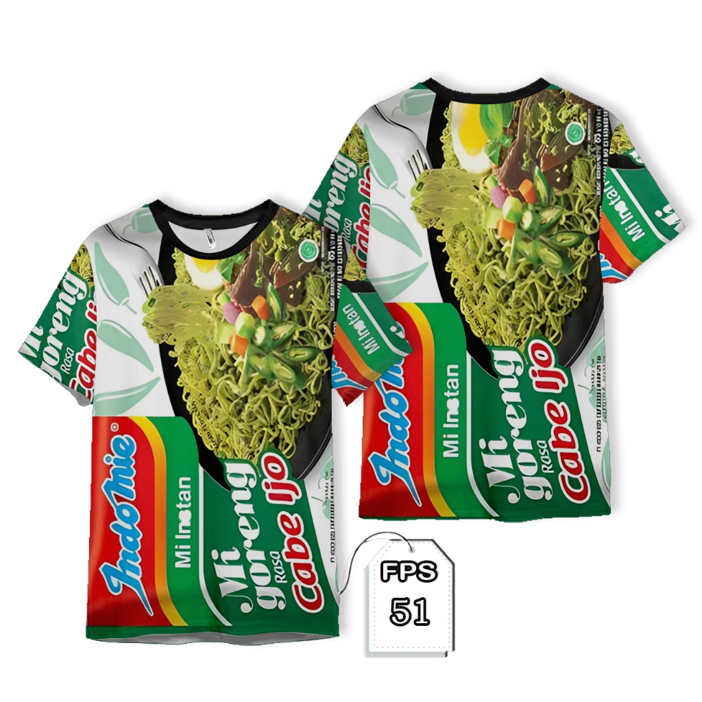 Jual Baju Indomie Mie Goreng Rasa Cabe Hijau Noodles Full Print Baju T ...