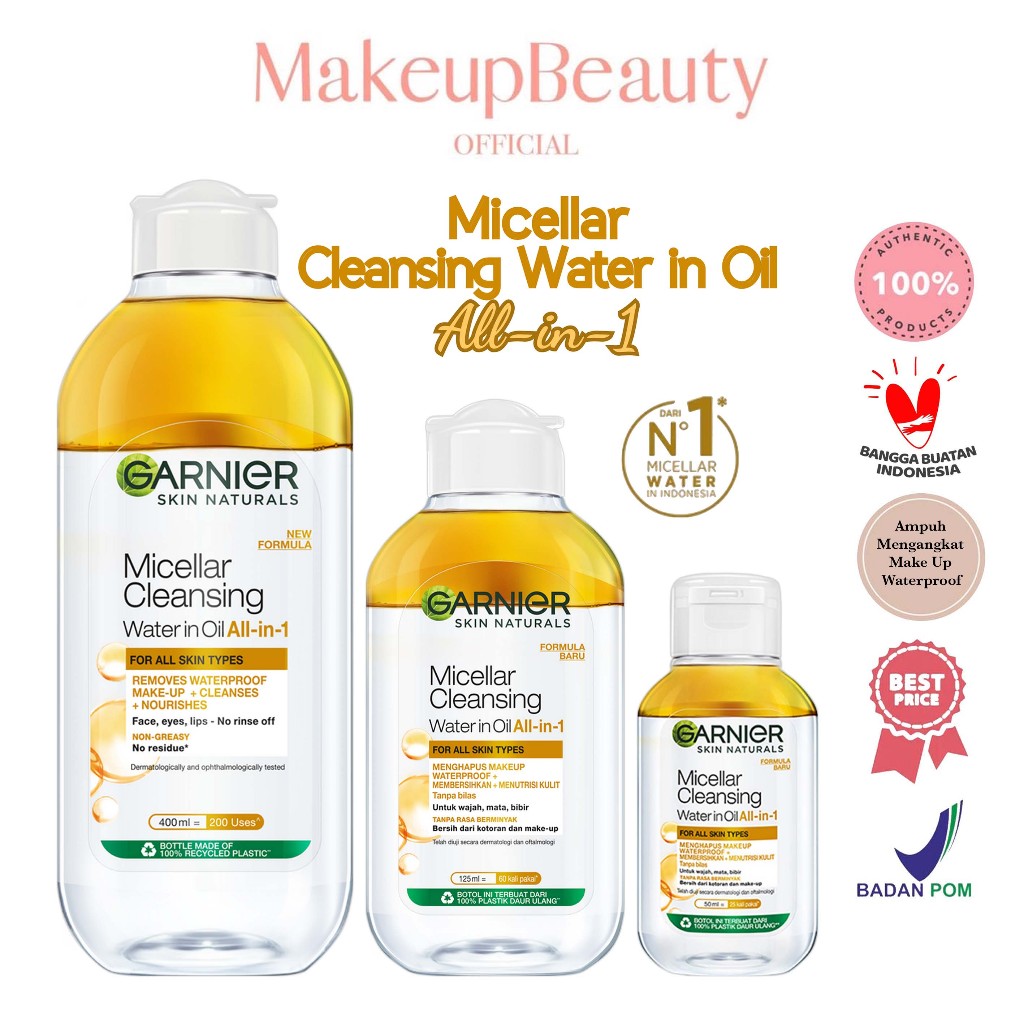 Jual GARNIER Micellar Biphase Oil Cleansing Water 50ml / 125ml / 400ml ...