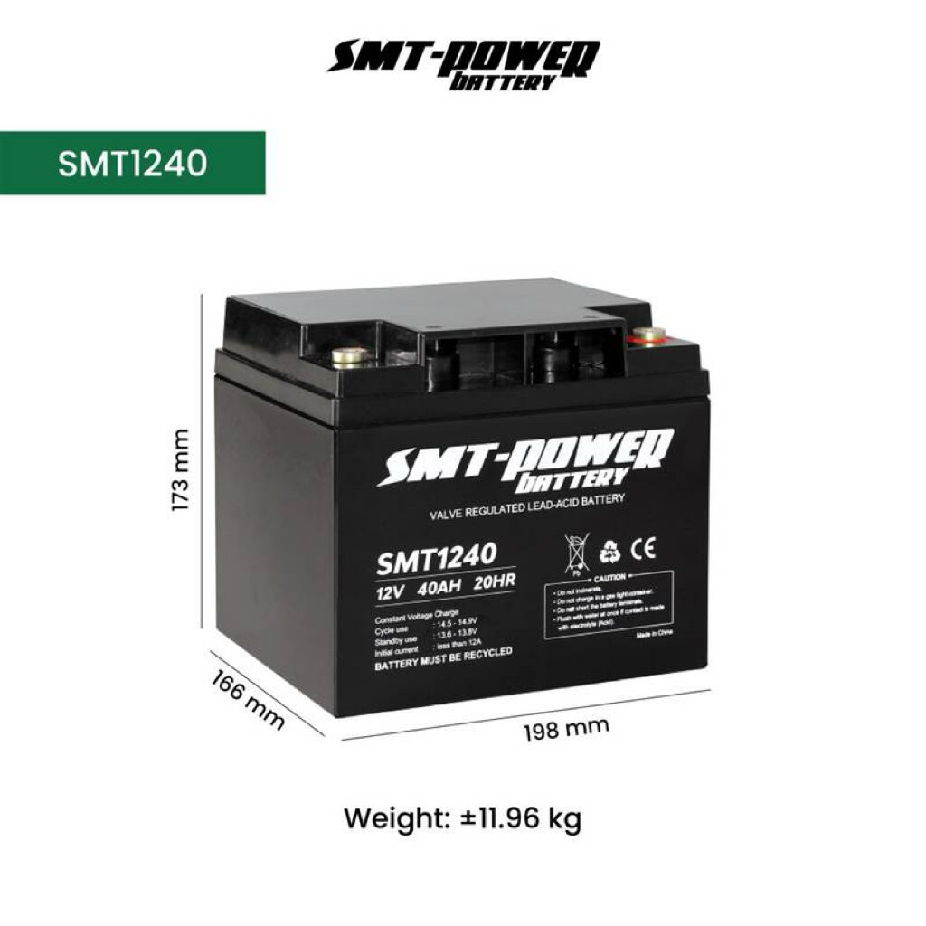 Jual Aki / Baterai Kering UPS Battery VRLA SMT POWER SMT1240 SMT 1240 12V 40AH 12 Volt 40 Ampere ...