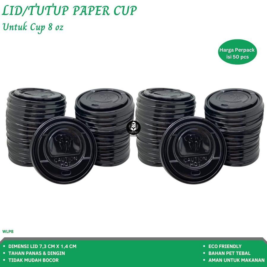 Jual TUTUP GELAS HITAM POLOS LID Paper Cup 4oz/6,5oz/8oz/9oz Tutup gelas Tutup 8 oz (Isi 50 Pcs ...