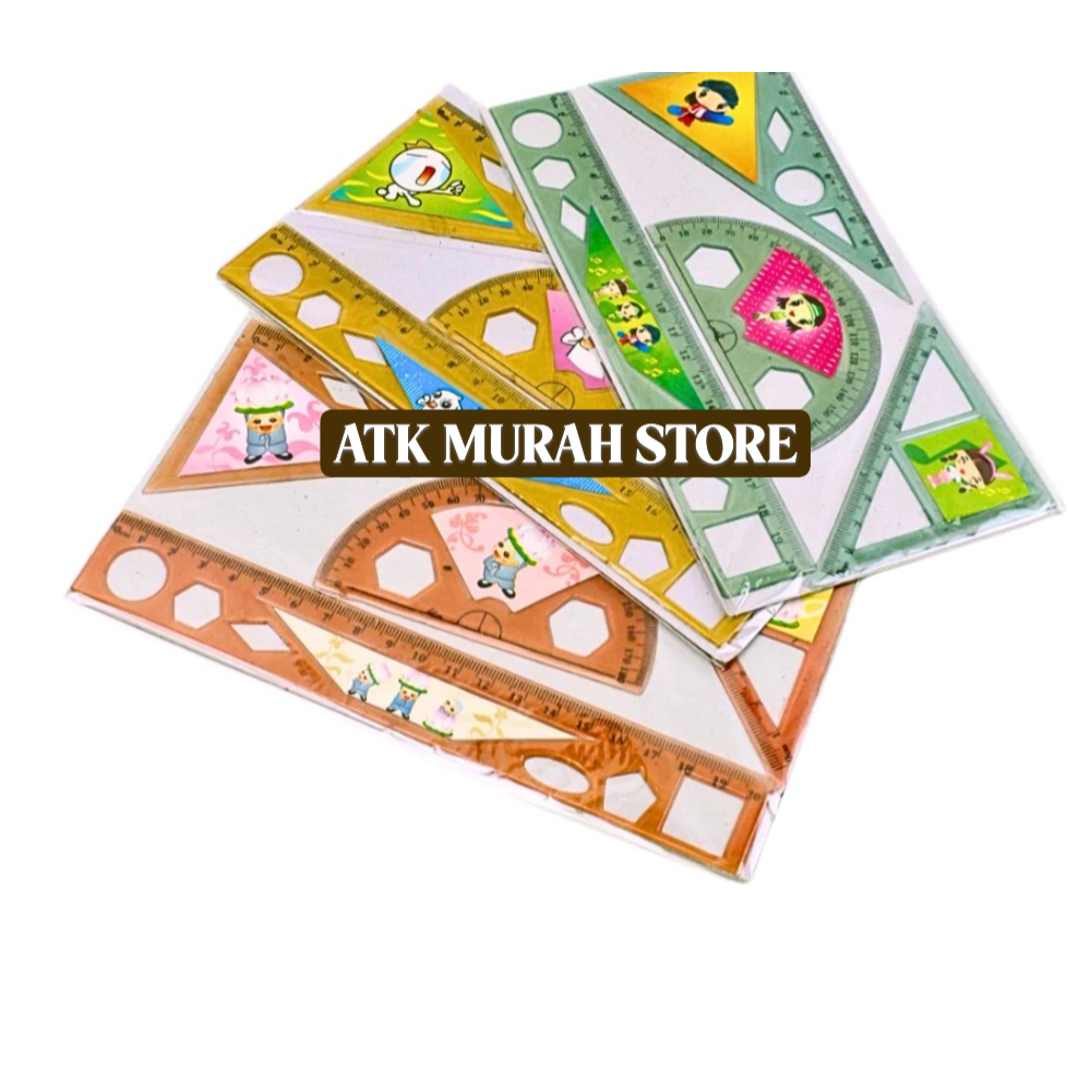 Jual [ATK-MURAH] MURAH JUAL Penggaris Set Plastik Isi 4 Pcs/Garisan ...