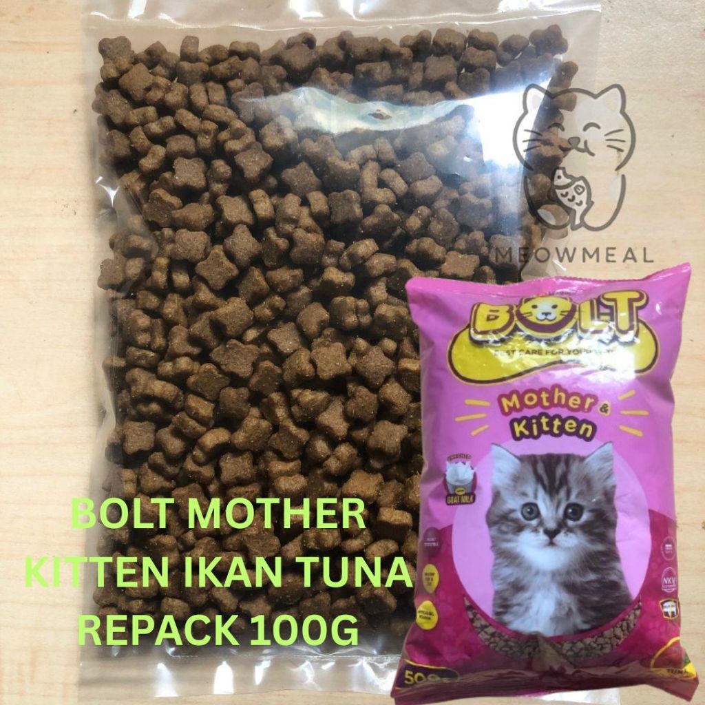 Jual Makanan Kucing Kering Bolt Mother Kitten Repack 100g Tuna| Murah ...