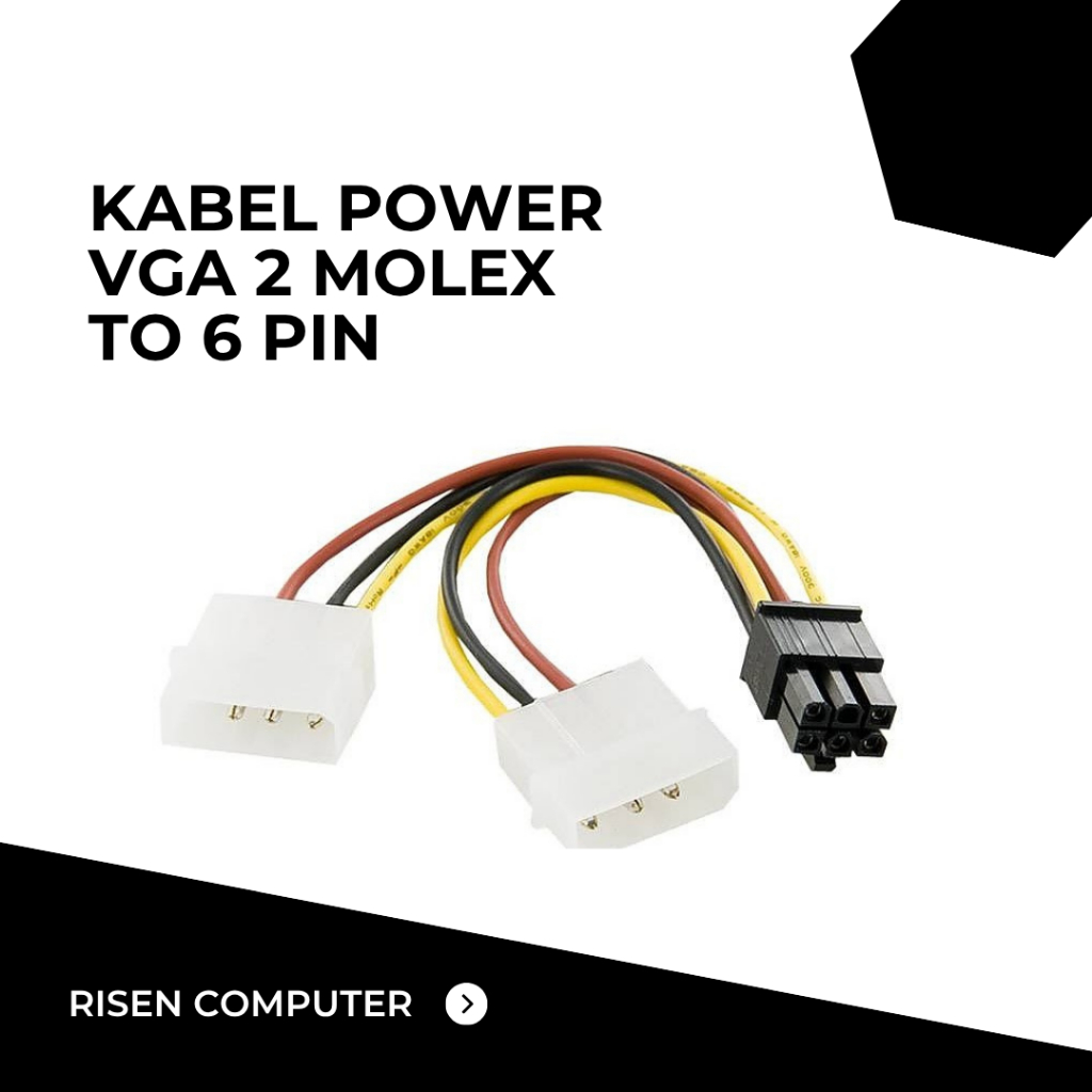 Jual KABEL POWER VGA 2 Dual Molex to 6pin PCie 4 6 Pin Konektor ...