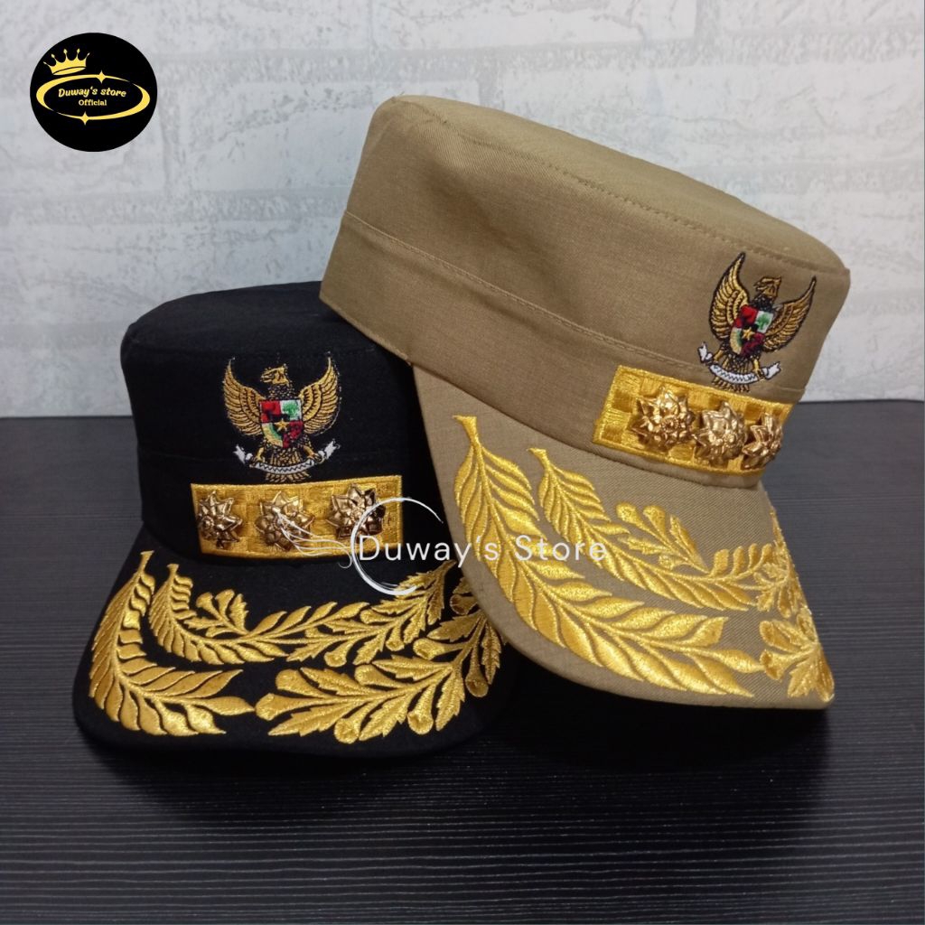 Jual Topi Komando Gubernur Hitam & Khaki Free Nama | Topi Gubernur ...