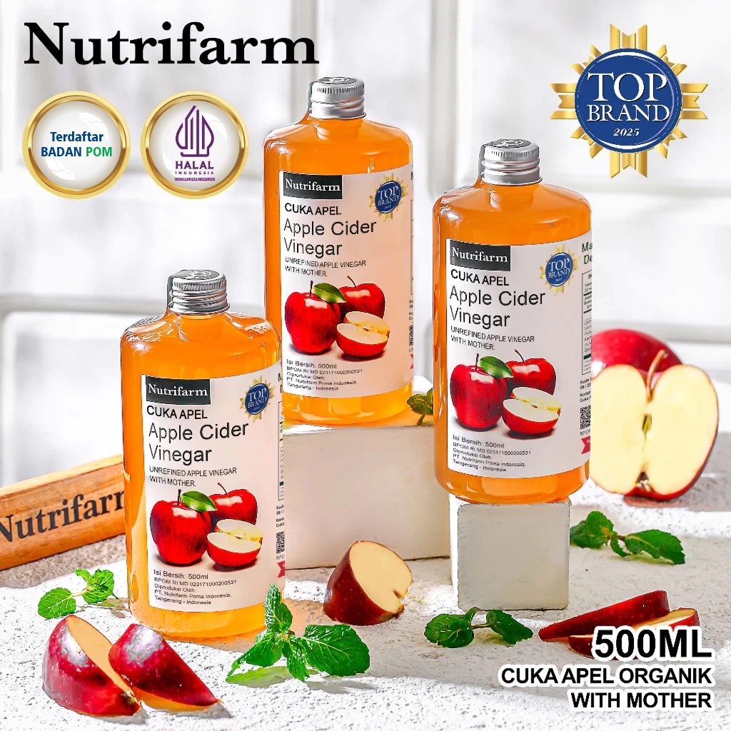 Jual Nutrifarm Cuka Apel 500ml Bundle 3 Pcs With Mother FREE Chia Seed ...