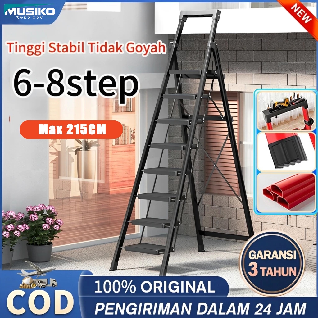 Jual Tangga Lipat 3-8 Step｜Anti Licin Premium｜Baja Karbon Tebal ...