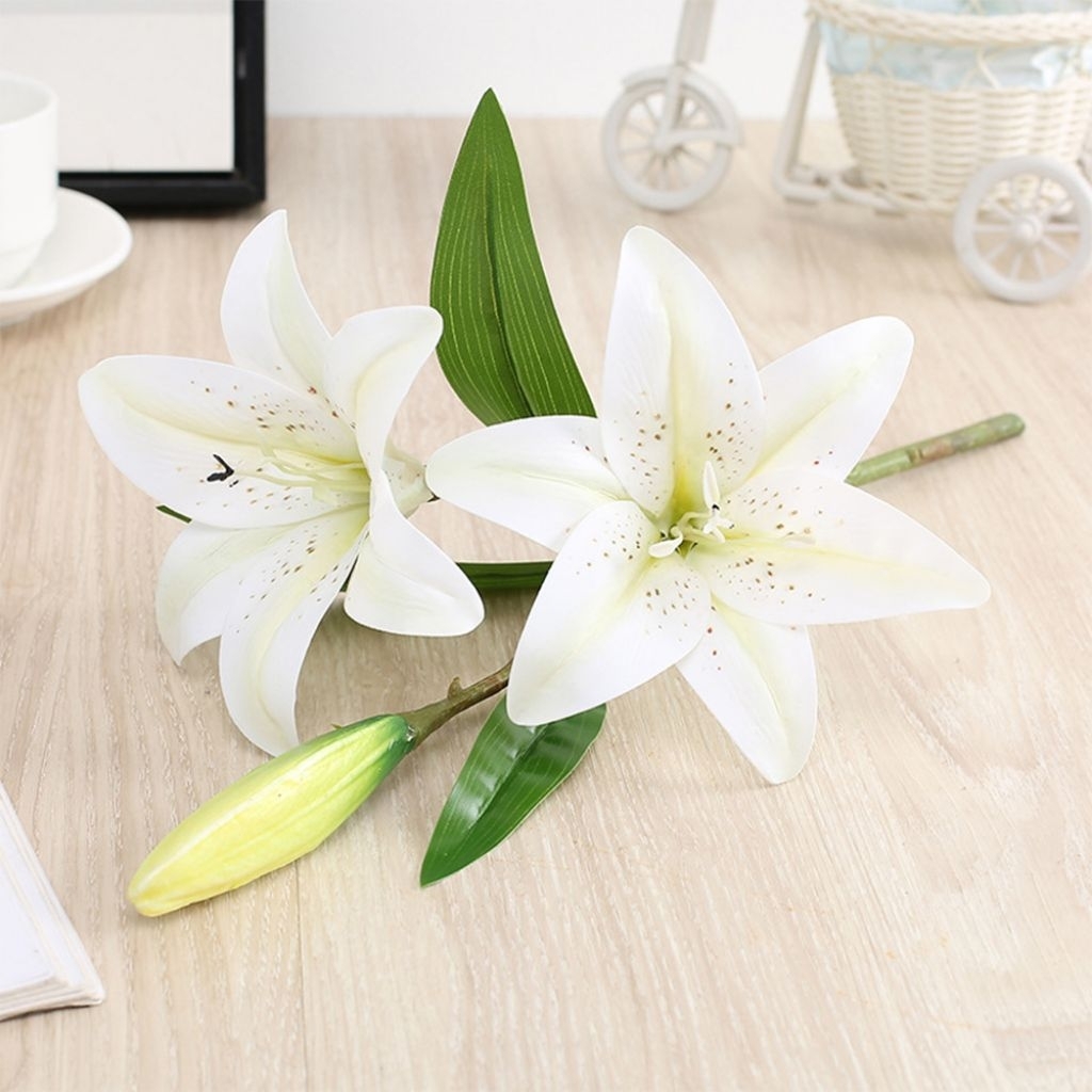Jual Bunga Artificial Lily Latex Artificial 2 Cabang Bunga Plastik ...