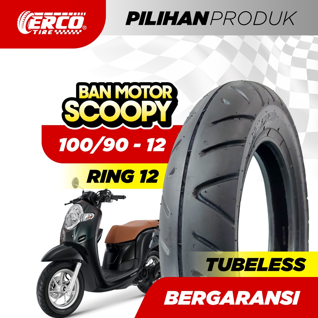 Jual Ban motor matic R12, ERCO 100/90 - 12 Tubeless, Ban matic Ring 12 ...