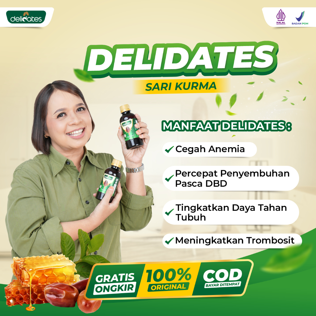Jual DELIDATES Sari Kurma 1 Botol 250gr Percepat Penyembuhan Demam ...