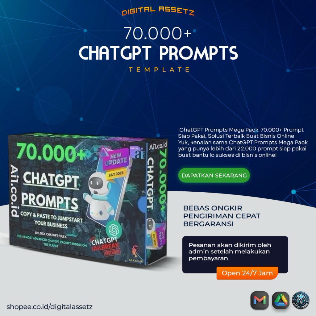 Jual [UB30] 70.000+ Prompts ChatGPT Mega Pack: Prompt Siap Pakai, Solusi Terbaik Buat Sukses ...