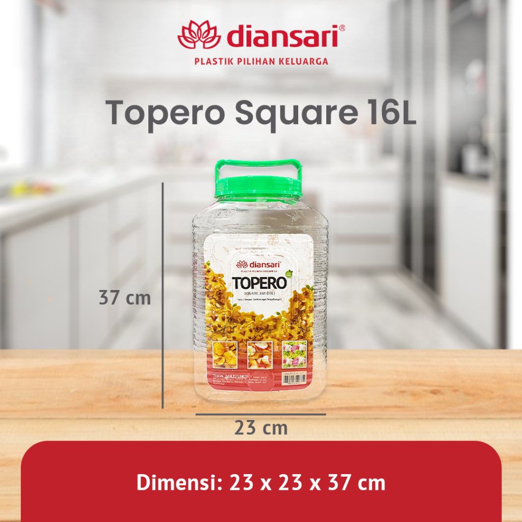 Jual DIANSARI Toples Topero Square 16 Liter | Toples Plastik | Toples ...