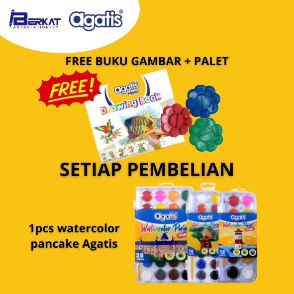 Jual [PROMO] Cat AGATIS Watercolor Cakes Cat Air Set 12/16/28 Warna ...